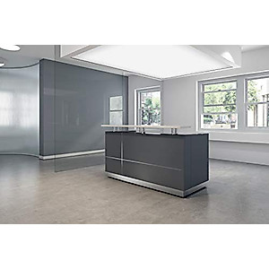 GW FURNITURE Modern Space Grey Reception Desk (71 inch) with Quartz Stone Counter TOP