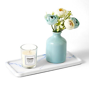 Plentio 9" Stone Rectangle Bathroom Tray for Counter - Unique Luxury Decor Gift-Diatomaceous Earth Tray for Bathroom, Kitchen - Countertop Organizer for Jewelry, Perfume, Candles