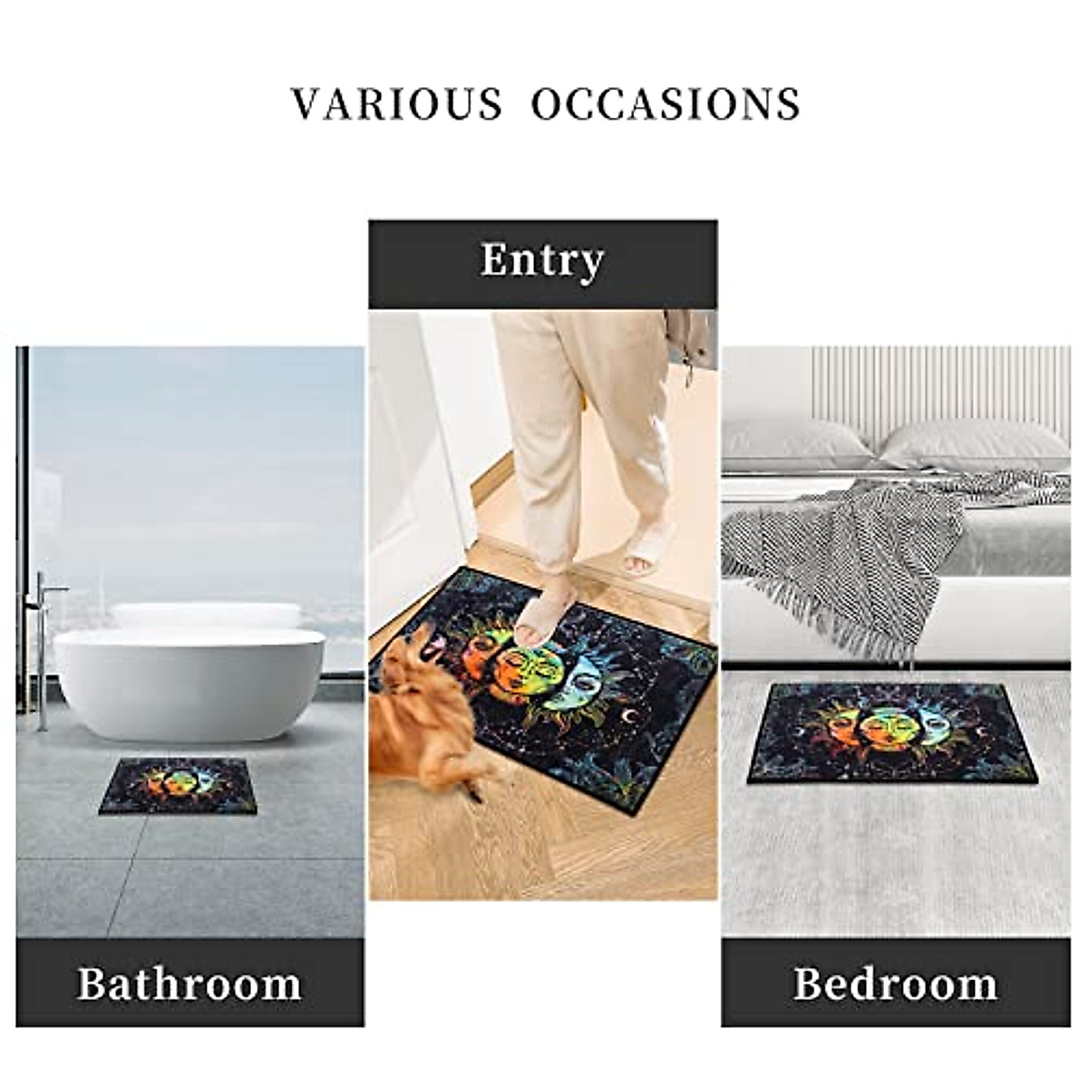 Creative Area Rug Carpet Anti-Slip Super Absorbent Carpet Bathroom Door Mat Sun Moon Carpet Home Living Room Bedroom Bathroom Decorative Carpet Plush Carpet with Anti-Slip Backing Carpet 20x31 Inch