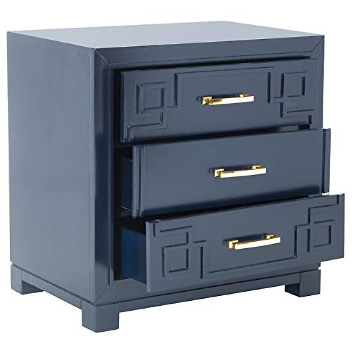 Safavieh Home Collection Raina Navy 3-Drawer Greek Key Nightstand