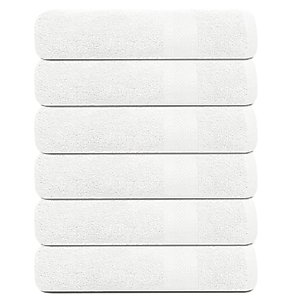 KAHAF COLLECTION 100% Cotton Bath Towel Set, White 24x48 Pack of 6 Towels, Quick Dry, Highly Absorbent, Soft Feel Towel, Gym, Spa, Bathroom, Shower, Pool, Luxury Soft Towels Light-Weight