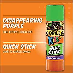 Gorilla Kids Disappearing Purple Glue Sticks, Six 6 Gram Sticks, (Pack of 6)