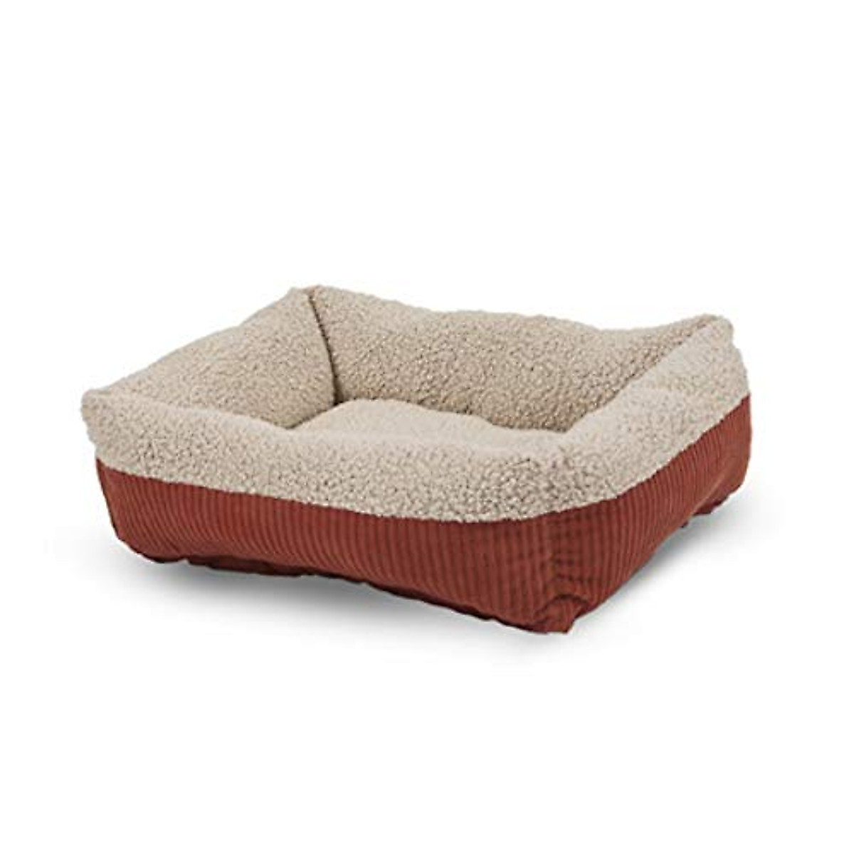 Petmate Aspen Pet 80136 Self Warming Rectangular Lounger For Pets, 24" x 20", Warm Spice With Creme, Barn Red/Cream