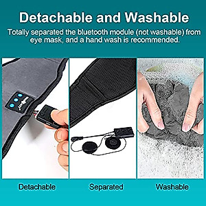 LC-dolida Sleep Headphones Bluetooth Sleep Mask, Sleeping Headphones 3D Eye Mask Wireless Music Sleeping Headphones for Side Sleepers Noise Cancelling Headphones for Men Women （Blue+Grey）