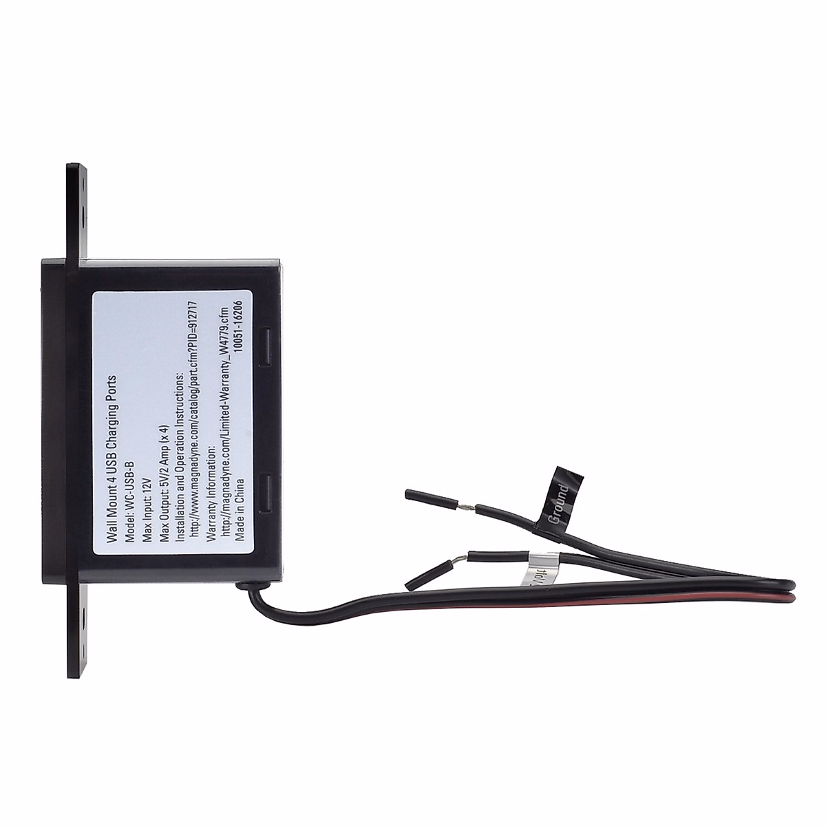 Magnadyne Wall Mount Charging Station, USB-C, USB-A, VPA Sockets, HDMI Pass Through, RV and Automotive Use Wall Plate Included (Black, 4 USB-A Charging Ports)