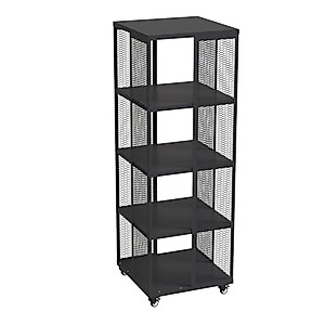XYZTech Industial Style Shelving Open Shelves with Wheels Cold Rolled Steel Rolling Shelf 4-Tier Display Rack Shelf Unit on 360° Casters