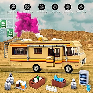 Lixboxy Camper for Break Bad Rv Building Set, Creative Camper Van Building Blocks Merchandise, DIY Technic Building Set Toy, Building Bricks Kit for Ages 8-14(986 Pieces)