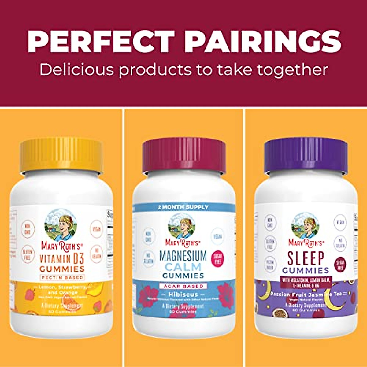 MaryRuth's Fiber Gummies for Adults | 2 Month Supply | Sugar Free | Fiber Gummies Ages 4+ | Prebiotic Fiber Supplement | Gut Health & Digestion Support | 3g Soluble Fiber per Gummy | Vegan | 60 Count