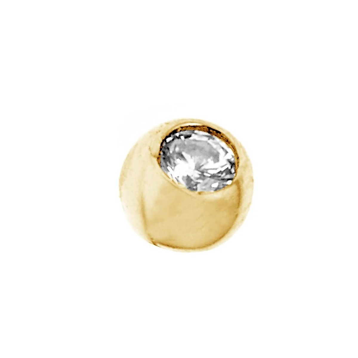 Ritastephens 14k Solid Yellow Gold Eyebrow Ring Jewelry 16 Gauge Cubic Zirconia