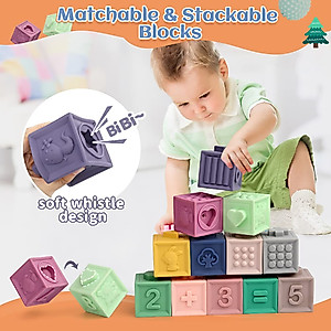 SINOMARS 24pcs Baby Toys 6-12 Months, Montessori Toys for 1 Year Old, Stacking Building Blocks for Toddlers 1-3, Soft Baby Teething Rings Toy for Infant 0-6 Months, Sensory Ball for 0-3-6-9-12 Months