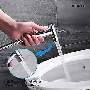 Handheld Bidet Sprayer for Toilet,REWEE Chrome Plate Plastic Bidet Attachment for Toilet,Cloth Diaper Bidet Toilet Sprayer
