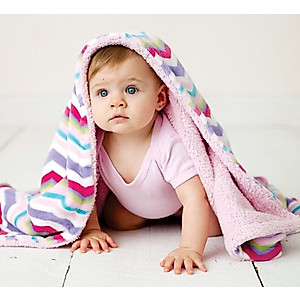 Hudson Baby Unisex Baby Plush Mink and Sherpa Blanket, Blue, One Size