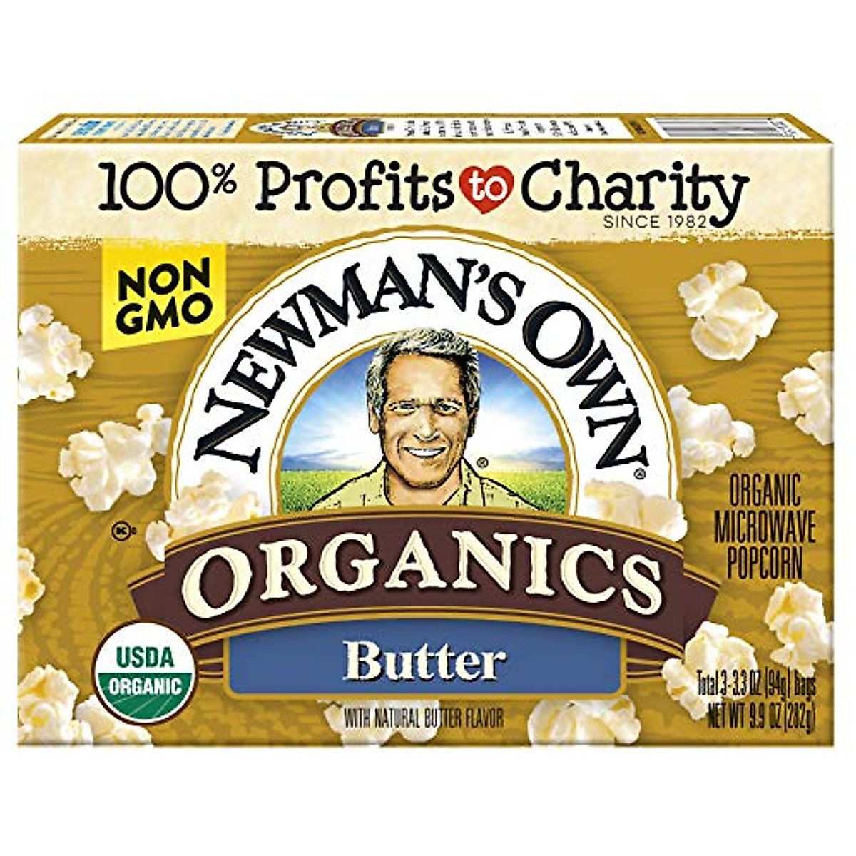 Newman's Own Organic Pop's Corn Microwave Popcorn, Butter, 3 Count