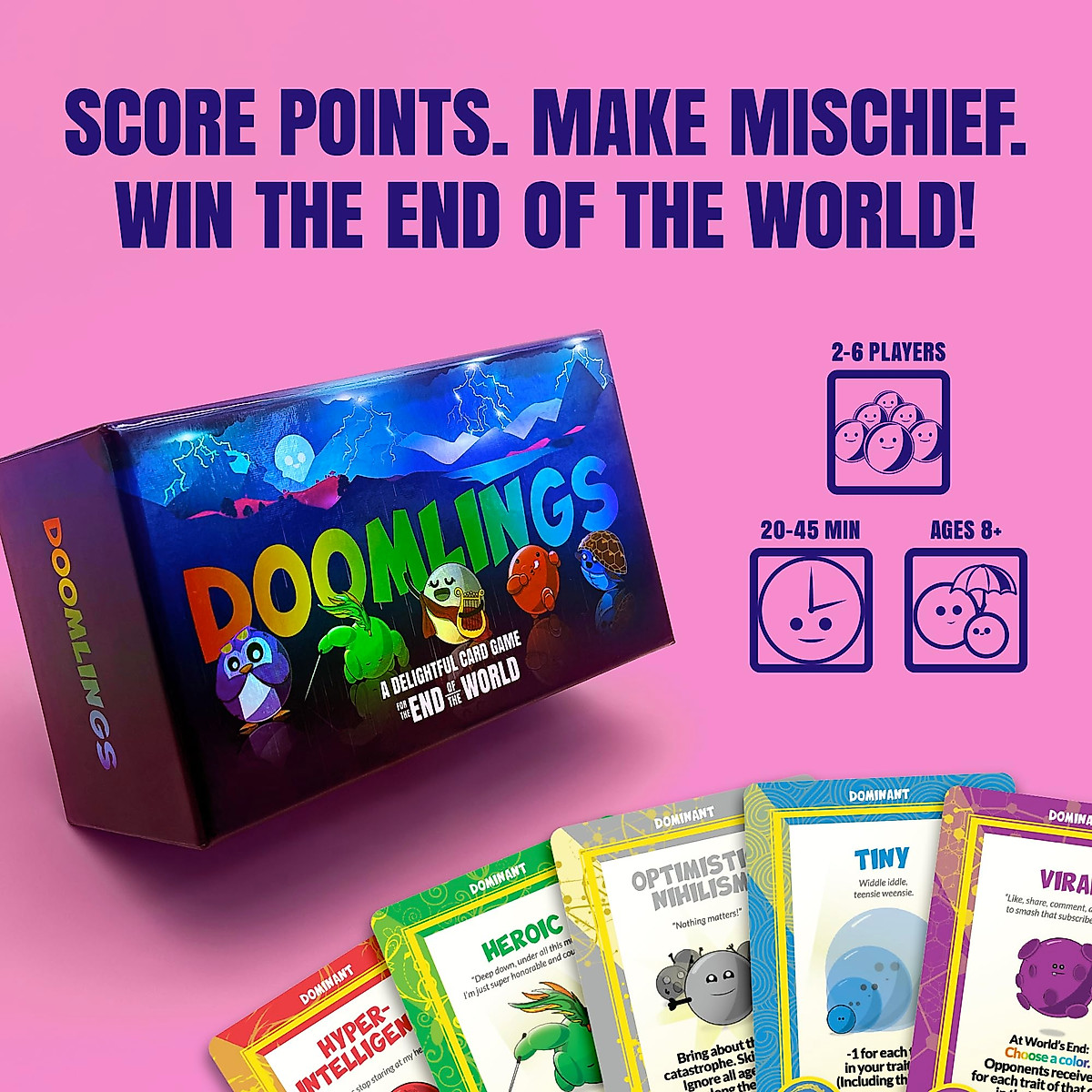 Doomlings Classic Card Game (Lightning Edition) Fun Family Card Game for Adults Teens & Kids for Game Night & Travel Game | 2-6 Players, Ages 10+