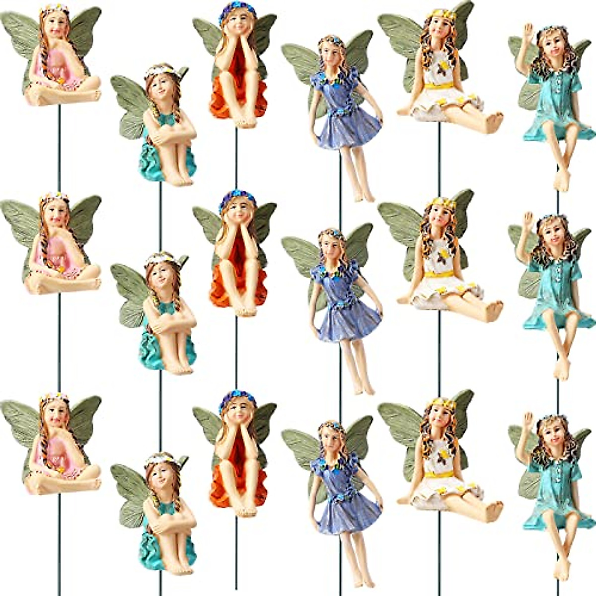 Yulejo 18 Pieces Garden Miniatures Fairies Mini Garden Figurine Fairies Decor Outdoor Resin Miniature Garden Accessories House Tree Mini Fairies Figure Fairy Garden Accessories for Home Decoration