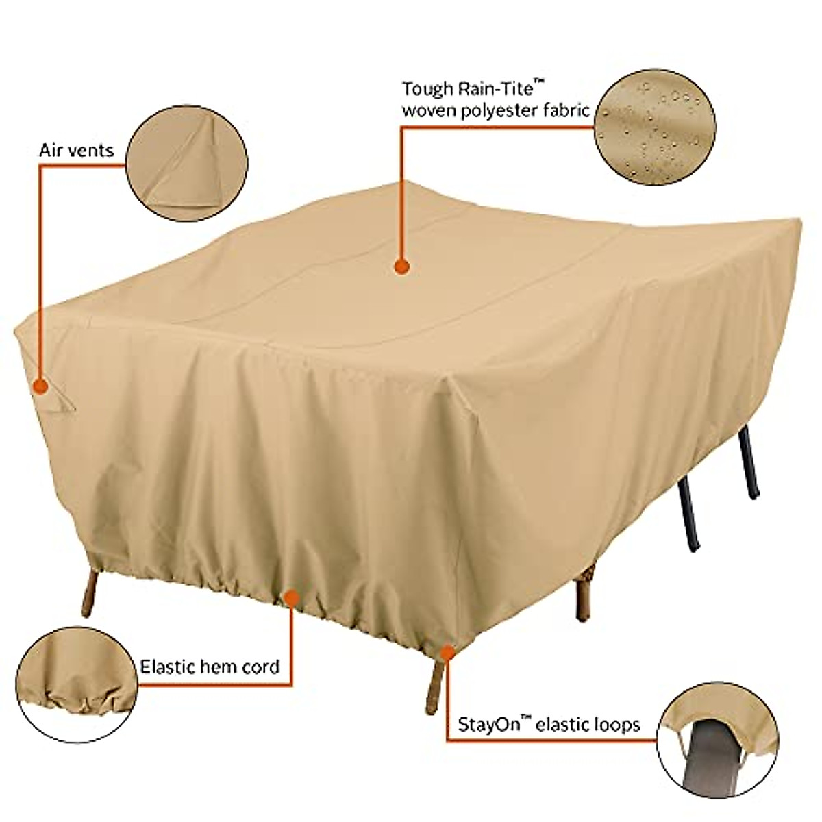 Classic Accessories Terrazzo Water-Resistant 80 Inch Conversation Set/General Purpose Patio Furniture Cover, Patio Furniture Covers