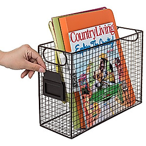 MyGift Mesh Wire Metal Magazine Document Rack with Chalkboard Label Holder, 2-Piece Set (Large and Medium)