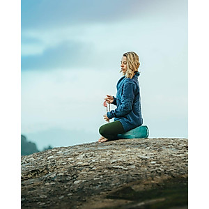 MV Joie Zafu Yoga Meditation Cushion Filled with Buckwheat Hulls & Charcoal Packs | Yoga Pillow in Soft Velvet/Suede; Embroidery Design, Free Lavender Pouch & Anti-dust Cotton Bag