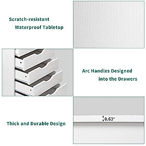 YITAHOME 5 Drawer Chest, Mobile File Cabinet with Wheels, Home Office Storage Dresser Cabinet, White