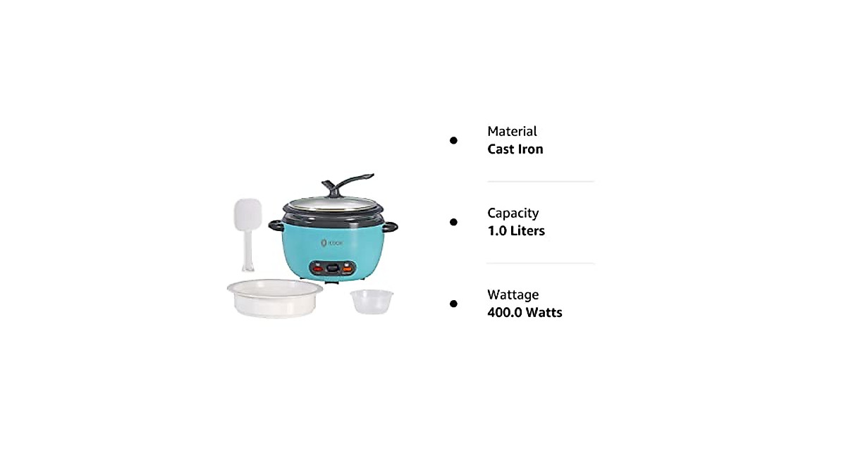 ICOOK Blue Rice Cooker 1L – Compact Multi-Function Grain & Food Steamer
