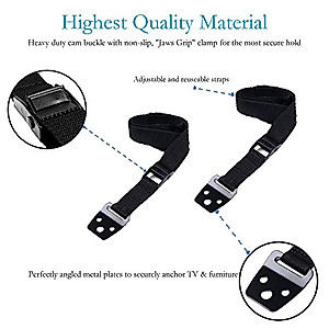 Anti Tip Furniture and TV Safety Straps | Earthquake Proof | Heavy Duty Mount Anchor For Baby Proofing Flat Screen TV, Dressers, Cabinets, Wardrobe, Bookcase | Bolts and Metal Parts Included - 2 Pack