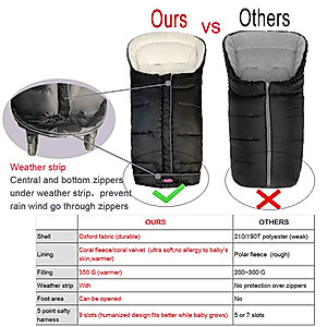 Go 3-Seasons Water Repellent Stroller Footmuff, Baby Cozy Toe Pushchair Sleeping Bag Toddler,Winter Outdoor Tour Stroller Bunting Bag