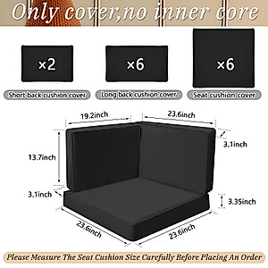 Patelai 14 Pieces Outdoor Cushion Slipcovers Outdoor Patio Cushion Covers Replacement Outdoor Sectional Cushion Covers Seat Cushion Coves for Outdoor Patio Furniture, Covers Only (Black)