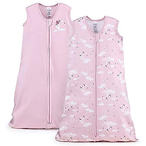 The Peanutshell Wearable Blanket Sleep Sack for Baby Girls, Pink Moon & Celestial, Sizes up to 12 Months (Medium/Large)