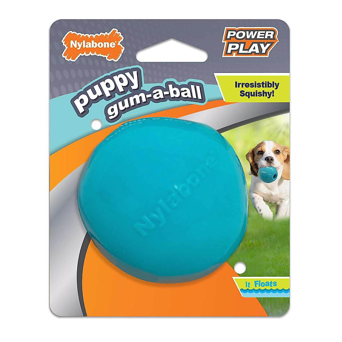 Nylabone Power Play Puppy Gum-a-Ball, Puppy Ball - Interactive Puppy Enrichment Toys - Puppy Must Haves (1 Count)