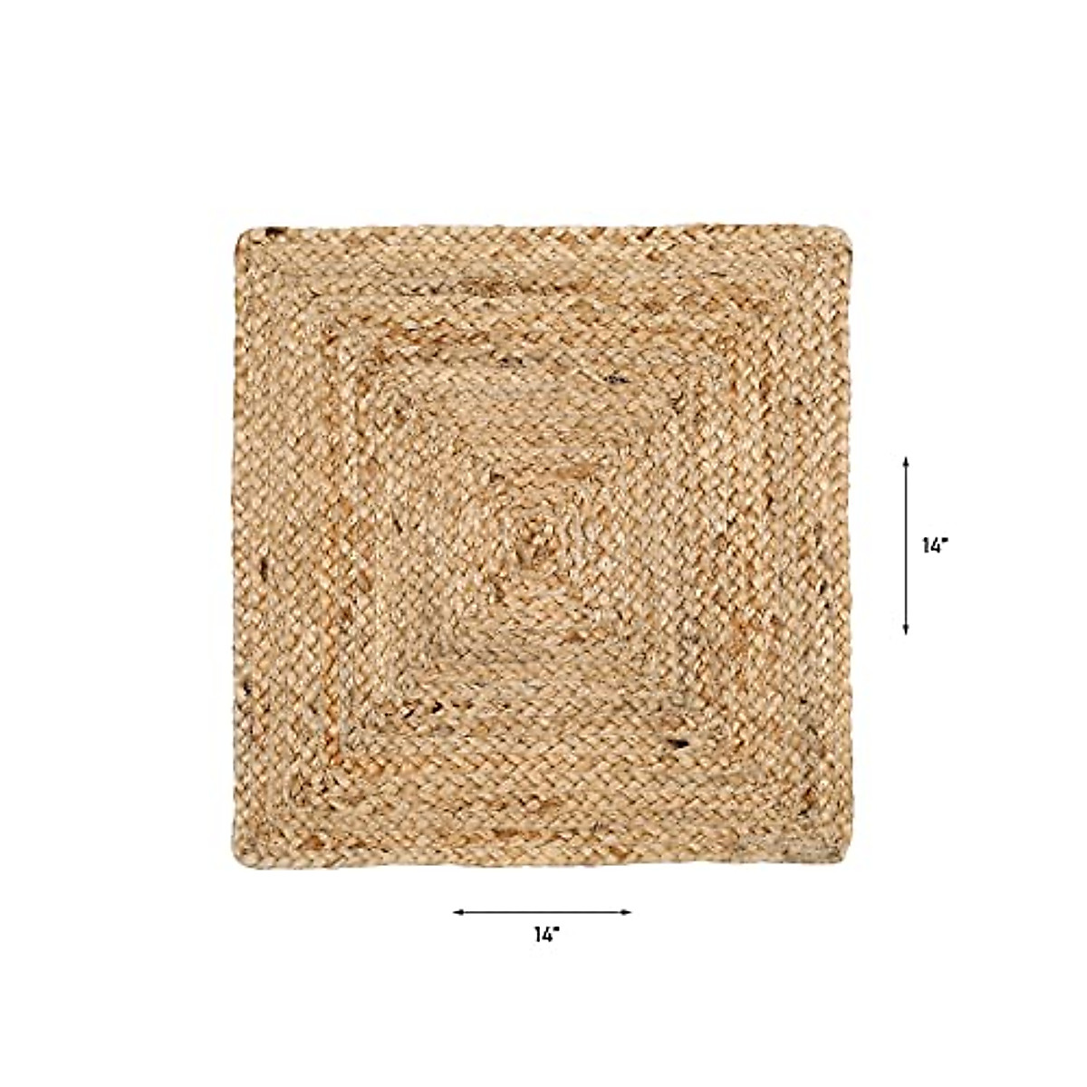 Hausattire Jute Braided Placemats 14x14 Inches - Natural, Farmhouse Reversible Woven Boho Mats for Kitchen & Dining Table (Set of 4)