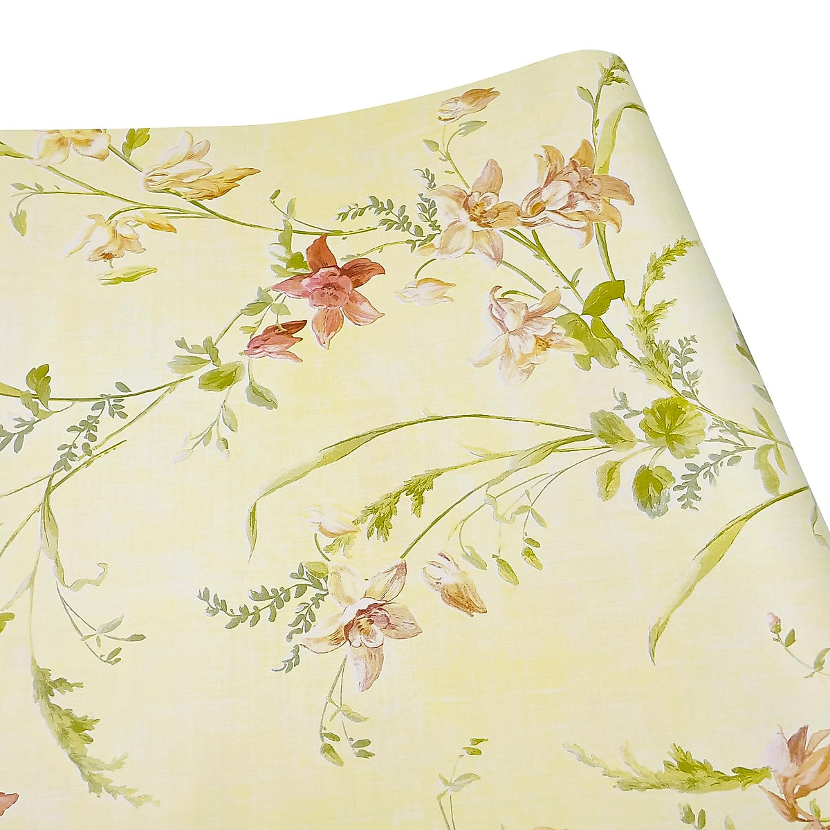 Yifely Self-Adhesive Shelf Liner Removable Furniture Paper for Covering Apartment Dresser Drawers, Rural Flower, 17.7 Inch by 9.8 Feet