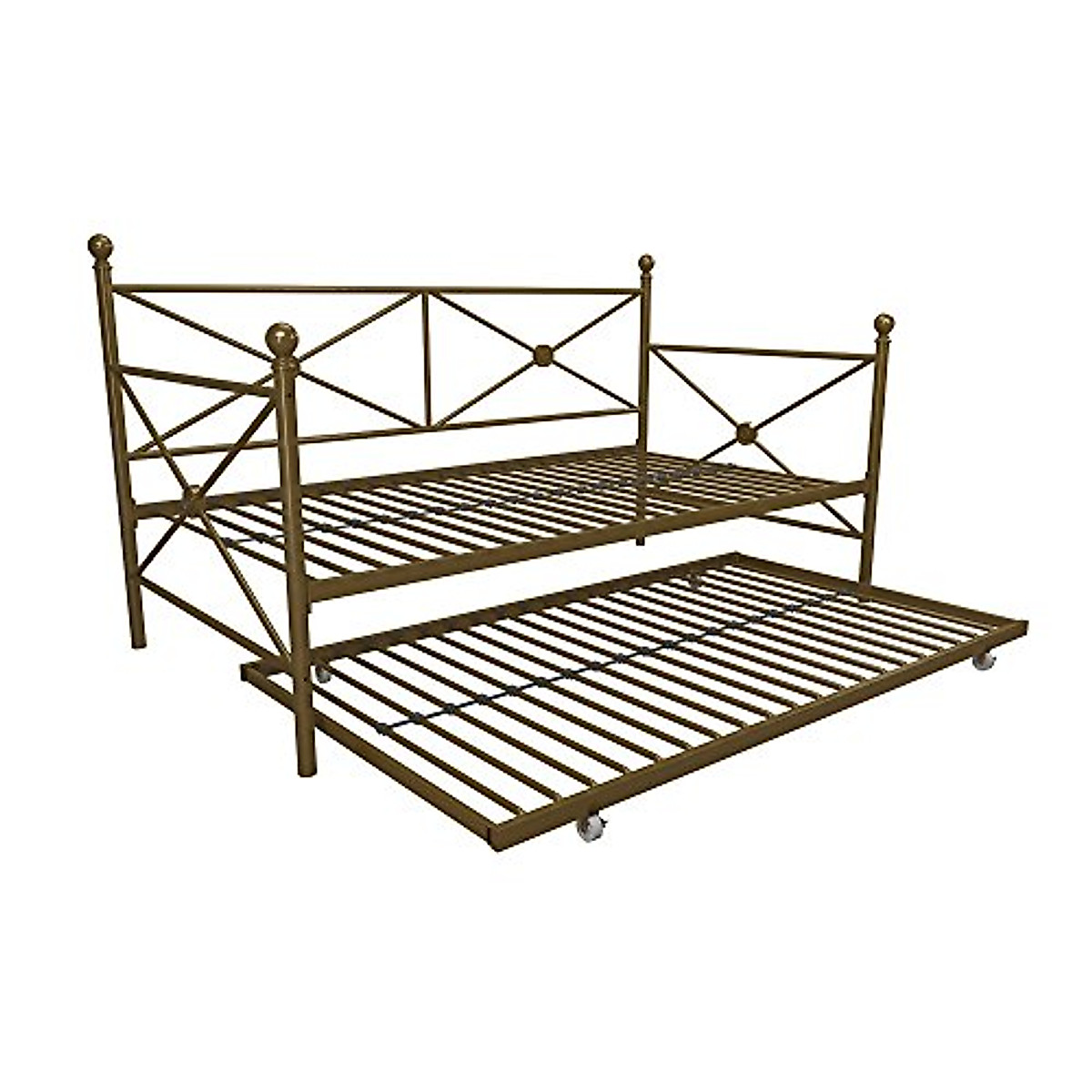 DHP Lina Metal Daybed with Trundle, Twin Size Sofa Bed Frame, Gold