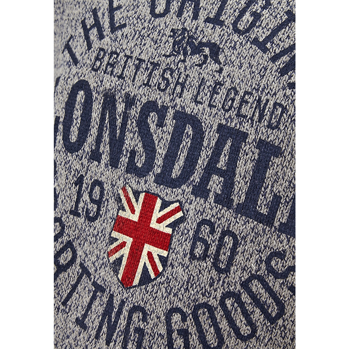 Lonsdale Men´s Regular-Fit Knitted Sweater Pullover Grey with Blue (XX-Large (2XL))