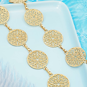 Wovanoo Chain Belts Metal Waist Chain Belt for Women Vintage Hollow Waistband for Dress Gold 105cm