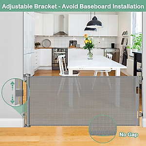 55 Inch Retractable Dog Gate Mesh Dog Gate Retractable Baby Gates for Stairs Outdoor Deck Gate Retractable Pet Gate for Dogs Indoor Toddler Gate Retractable Outdoor Gates for Deck Mesh Pet Gate (Gray)