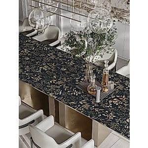 Dimoon 393"x16.1" Black Golden Delicate Floral Peel and Stick Wallpaper Thicken Waterproof Leaf Vintage Flower Contact Paper Self Adhesive Wallpaper Removable Wall Paper Shelf Liner Decal Vinyl Roll