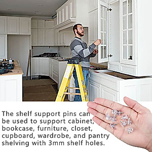 5 Millimeters Shelf Support Peg，Support Cabinet Shelf Pins，Clear Plastic Replacement Peg Cabinet Shelf Supports Pins for Kitchen Furniture Book Shelves Shelf Holder Locking Pins (20 Pieces)
