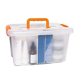 Noble Designs Storage Bins | Medium and Small Set (6q & 3.5q) | Perfect for Toy Set | Office Set | Outdoors and Outings Set | Latches Well | Orange Latches and Folding Handle