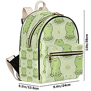 Cute Frog Mini Backpack Purse for Women, Frog Dragonfly Leather Small Backpack Casual Travel Daypacks Shoulder Bag for Girls Teen