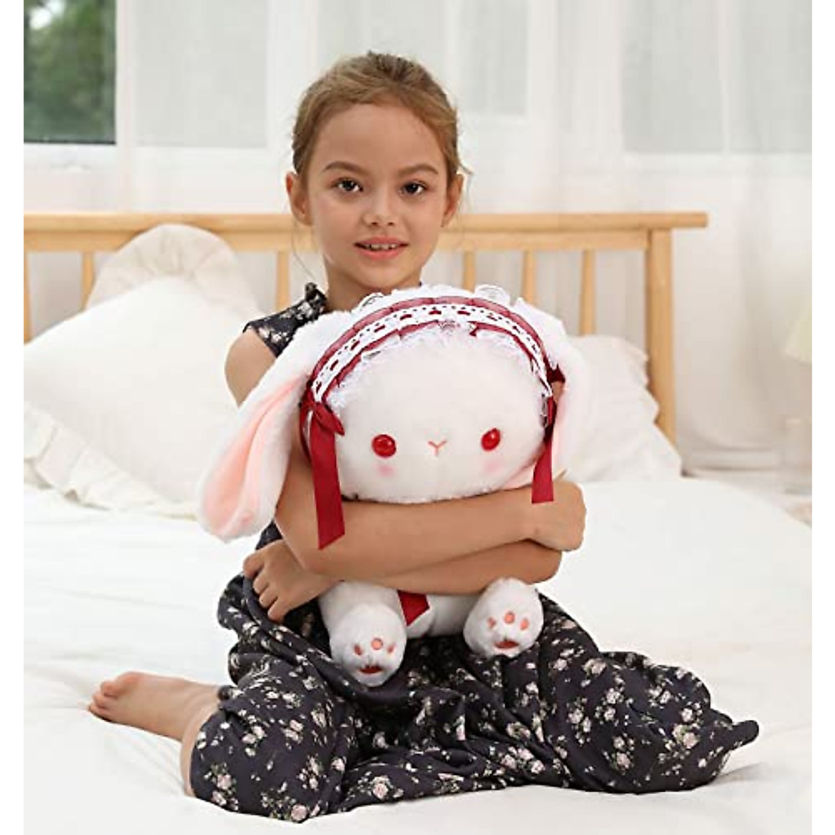 YOMOTREE Stuffed Animal Doll Plush Toys, Plushie Animal Toys, Cute Plush Animals, Lolita Bunny 13.7 Inches, Children's Gifts Rabbit (RED 13.7 Inch)
