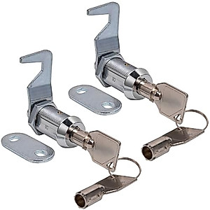 WOOCH Toolbox Lock Replacement Lock Tubular Cam Lock 90 Degree, Hook cam, Cabinet Locks with Keys RV Storage Drawer File Mailbox, Keyed Alike, Zinc Alloy (1-1/8 Inch, 2 Pack)