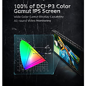 Portkeys PT6 Monitor 5.2 inch 3D LUT 4K HDMI Touch Screen 1920 * 1080 Live Streaming Monitor HDMI DSLR Camera Field Monitor with Peaking Frame, Wireframe Protection, Image Crop Function