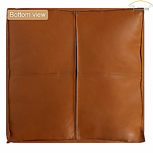 LEATHEROOZE Amazing Square unstuffed Ottoman Pouffe Moroccan Leather, Ottoman Square Pouf, Light tan Handmade Footstool Square pouffe Moroccan (44 * 44 * 18 inch)