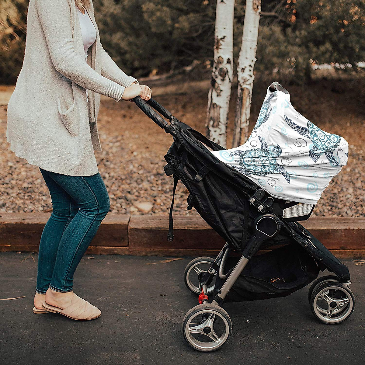 Baby Car Seat Covers Turtle, Nursing Cover Breastfeeding Scarf/Shawl, Infant Carseat Canopy, Stretchy Soft Breathable Multi-use Cover Ups, Sea Marine Animal Tortoise Turtle