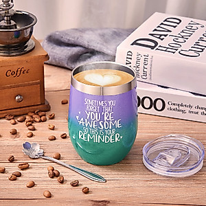 Birthday Gifts for Women, Men-Thank You Gifts-Funny Inspirational Encouragement Friend Birthday Gifts for Women, Friends, Men, BFF, Mom, Coworker- Stainless Steel Wine Tumbler With Lid