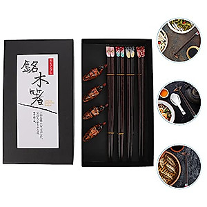 UPKOCH 1set Natural Bamboo Sticks Chopsticks Dishwasher Holder Sushi Gift Portable Classic Noodles with Home Wooden Wood Rests Chopstick Japanese for Chop Serving Style Camping Practical