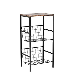 YBING Record Player Stand, 3-tier Vinyl Record Holder with Storage Turntable Stand with Shelf Record Display Table Vinyl Storage Stand End Side Table for Living Room Bedroom, Brown