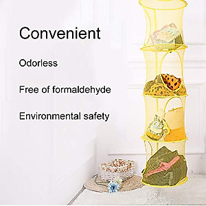Gnc33Ouhen 4 Layers Mesh Hanging Clothes Toys Storage Rack Basket Bins Folding Sundries Organizer Grey