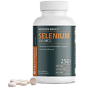 Bronson Selenium 200 mcg Immune & Antioxidant Support Essential Mineral, 250 Vegetarian Tablets
