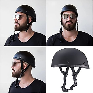 Motorcycle Half Helmet, DOT Approved Adult Men Women Retro Open Face Bike-Helmets, Bicycle/Skateboard Helmet for Adults, Bike, Skate, Scooter, Longboard Half Shell Helmet (Matte Black, Medium)